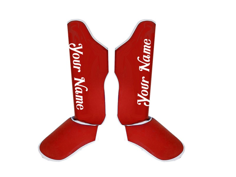 Custom Muay Thai Shin Protectors : Red | MuayThaiArt.com