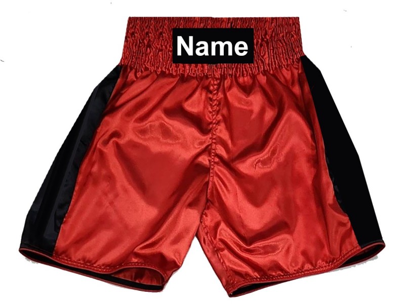 Custom Red Satin Boxing Trunks : KNBSH-033-Red | MuayThaiArt.com